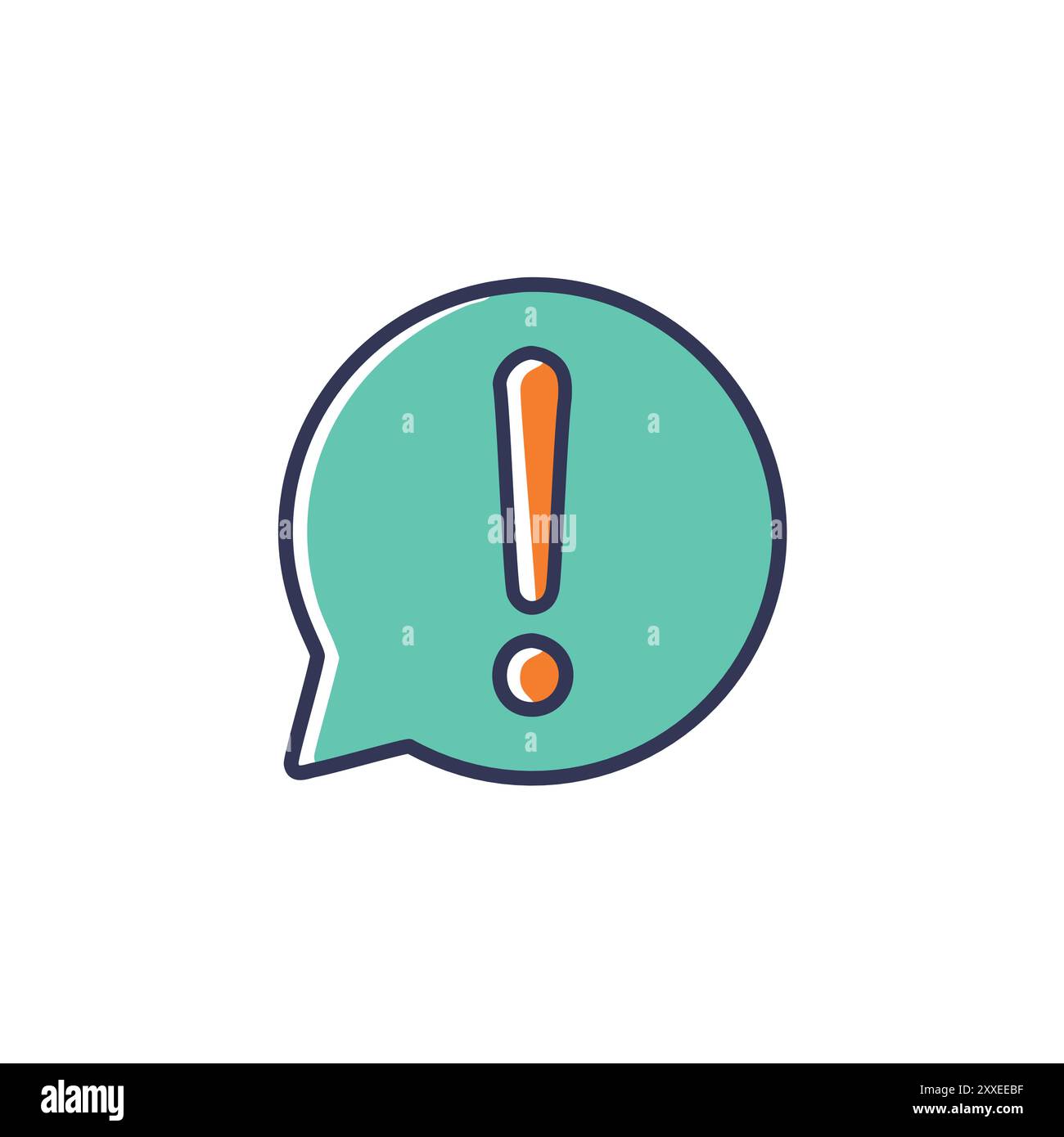 Important alert in speech bubble icon. Brightly colored icon of an ...