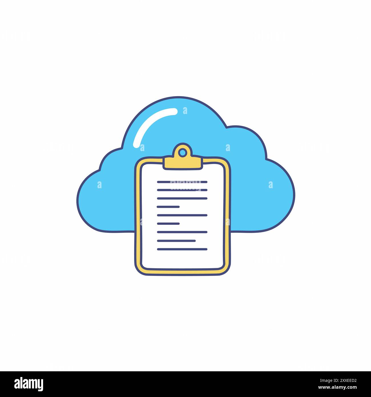 Checklist in a cloud icon. Vector illustration of a checklist on a clipboard in a cloud. This ...