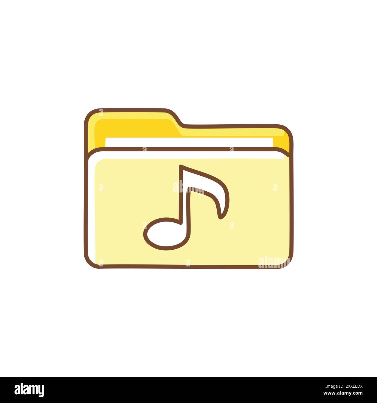 Music folder icon design. Yellow folder icon with a music note ...