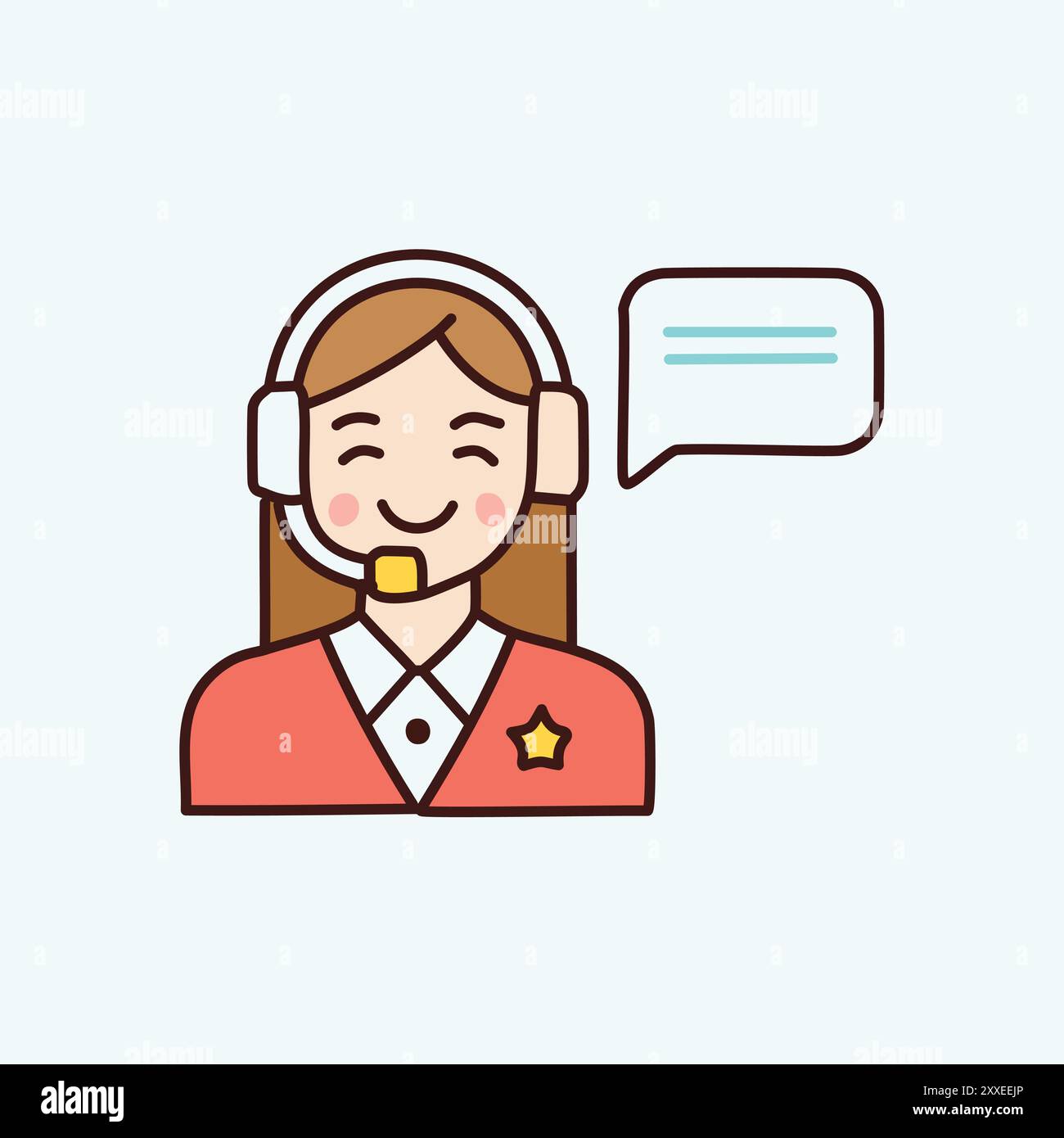 Happy customer service representative with headset and speech bubble ...