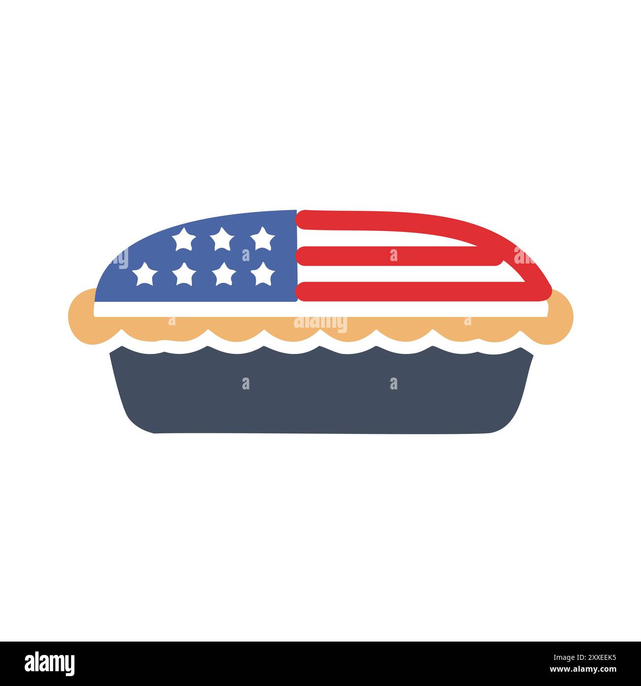 American flag pie crust. A simple, flat design of a pie crust with an ...