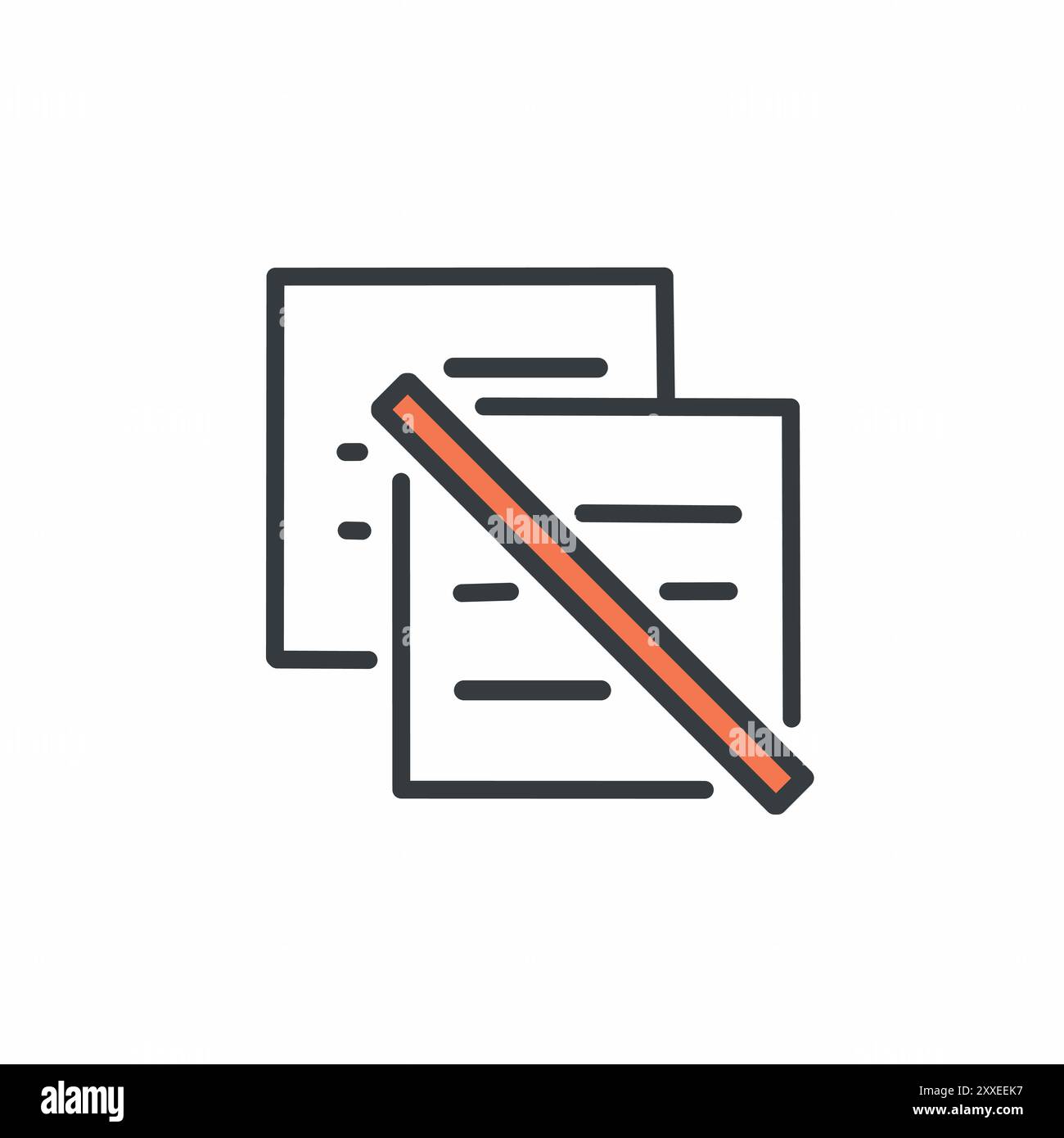 Documents Rejected Icon A Simple Line Icon Depicting A Stack Of Documents With A Diagonal Line