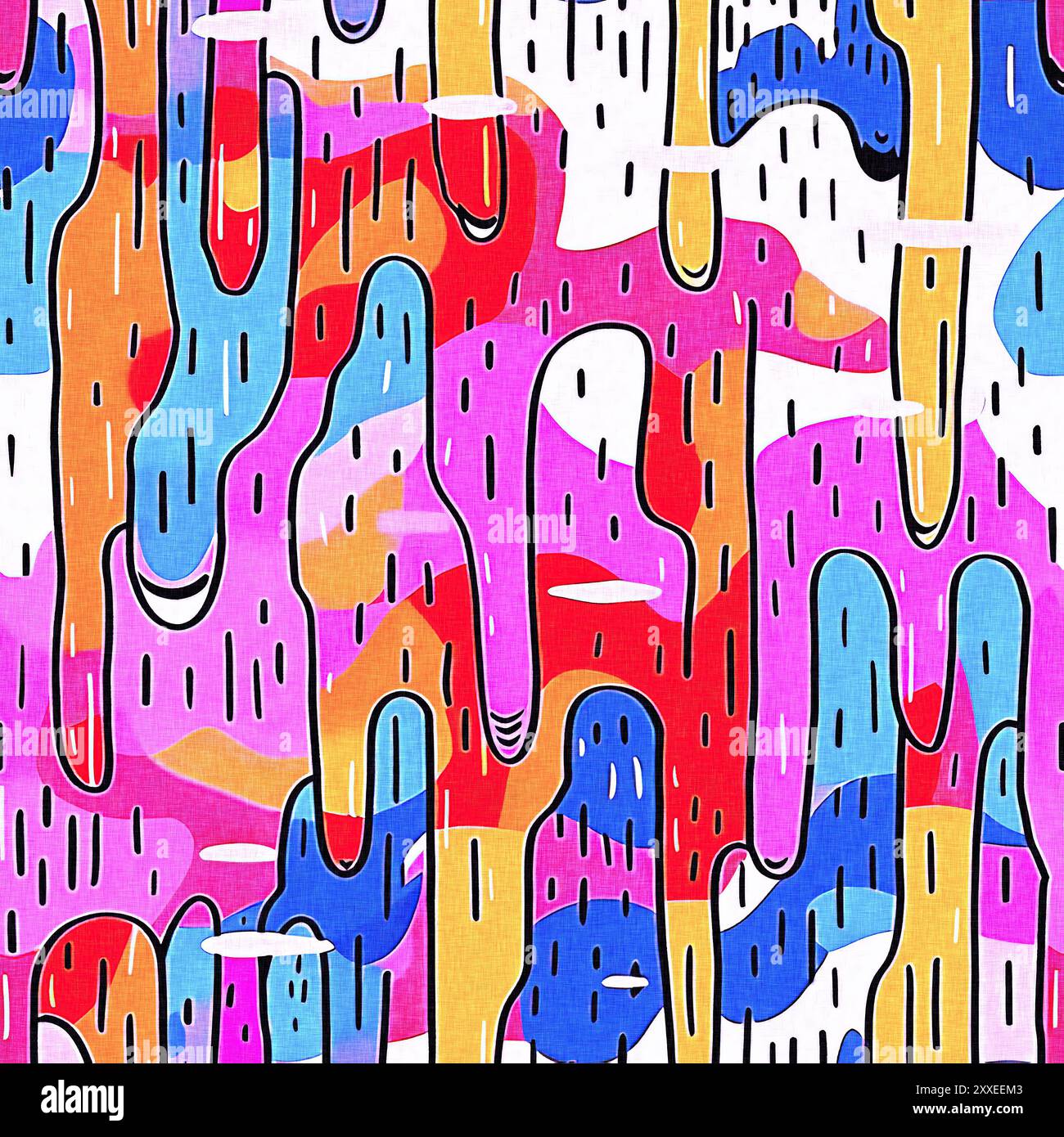 Fun dripping paint effect digital pattern with whimsical ink splodge ...