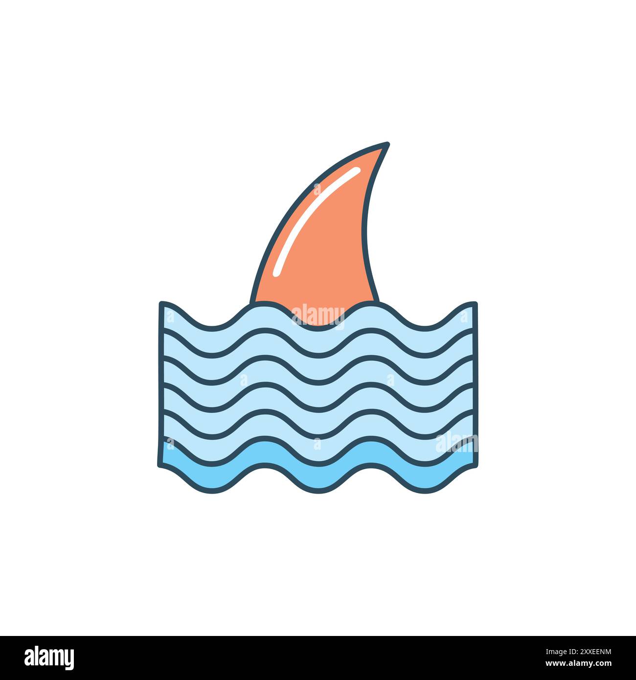Shark fin in ocean waves icon. Simple and colorful illustration of a ...