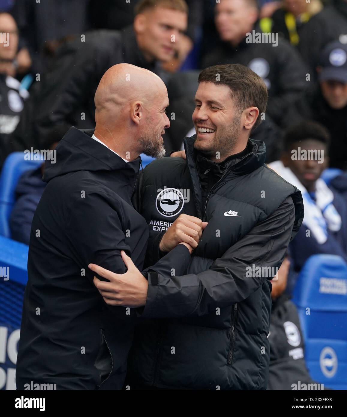 Manchester United manager Erik ten Hag (left) and Brighton & Hove ...