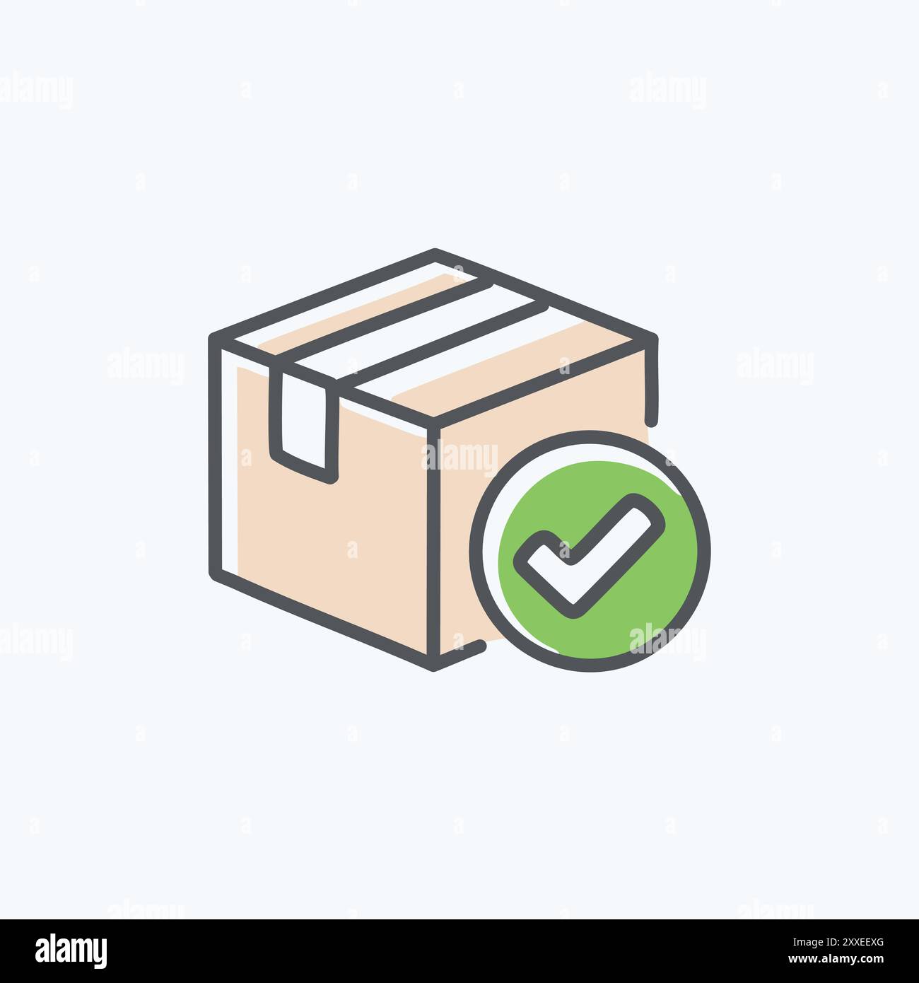 Delivered package icon with checkmark. A simple, modern icon depicting ...