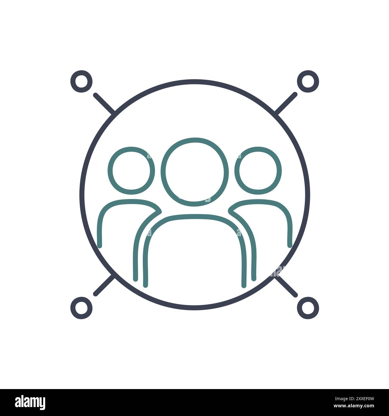 Connected team icon illustration. A simple line art icon depicting a ...