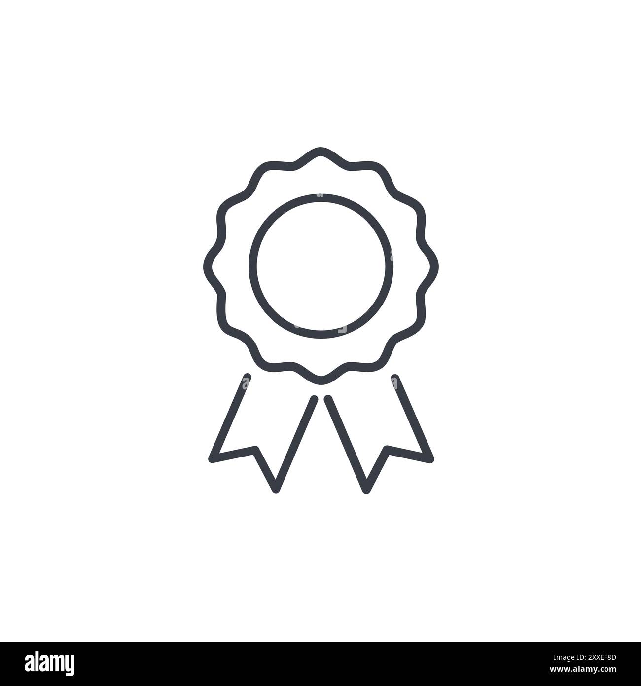 Award badge with ribbon outline icon. Simple line drawing of a classic ...