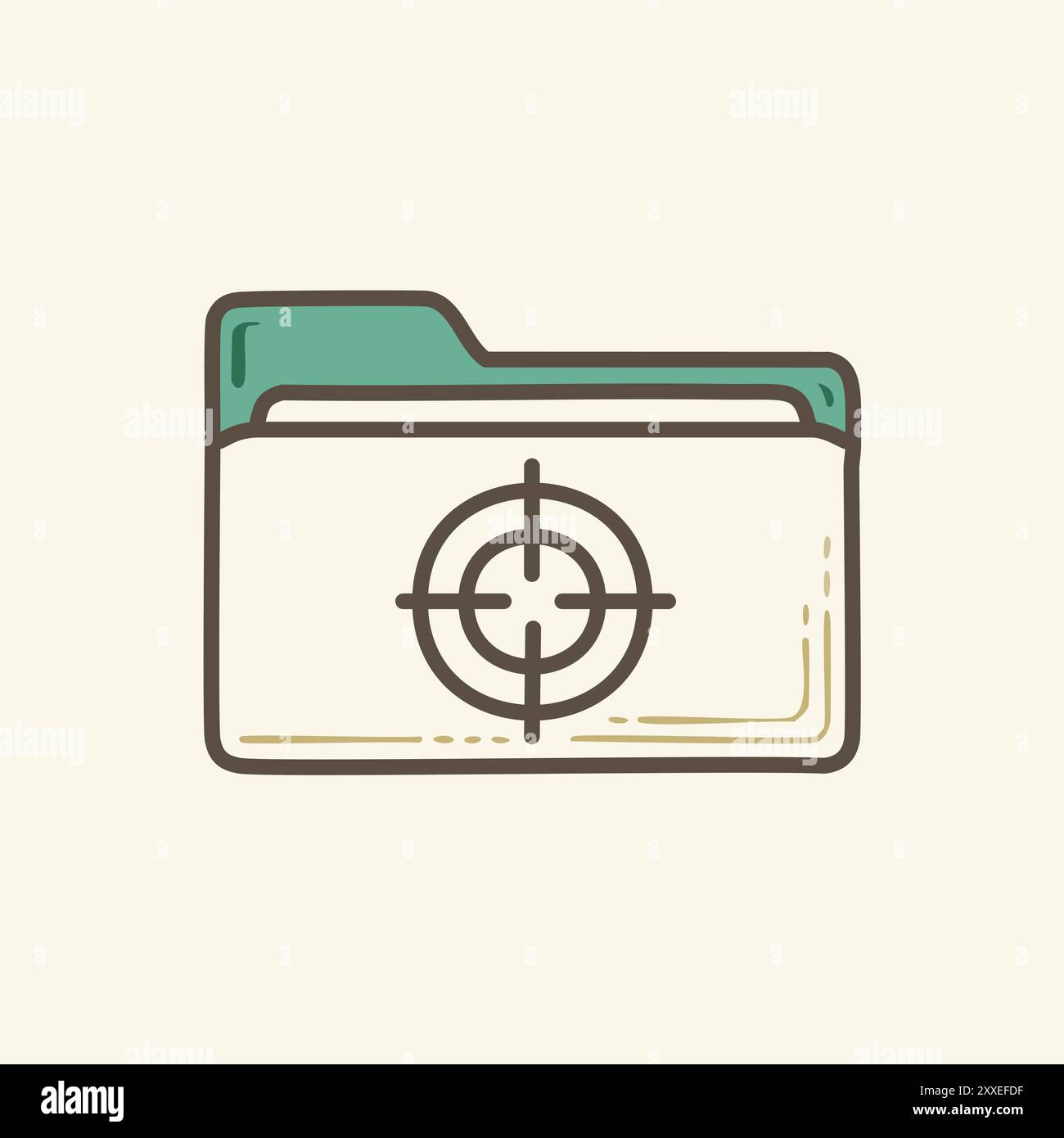 Target folder icon illustration. A simple line drawing of a folder with ...