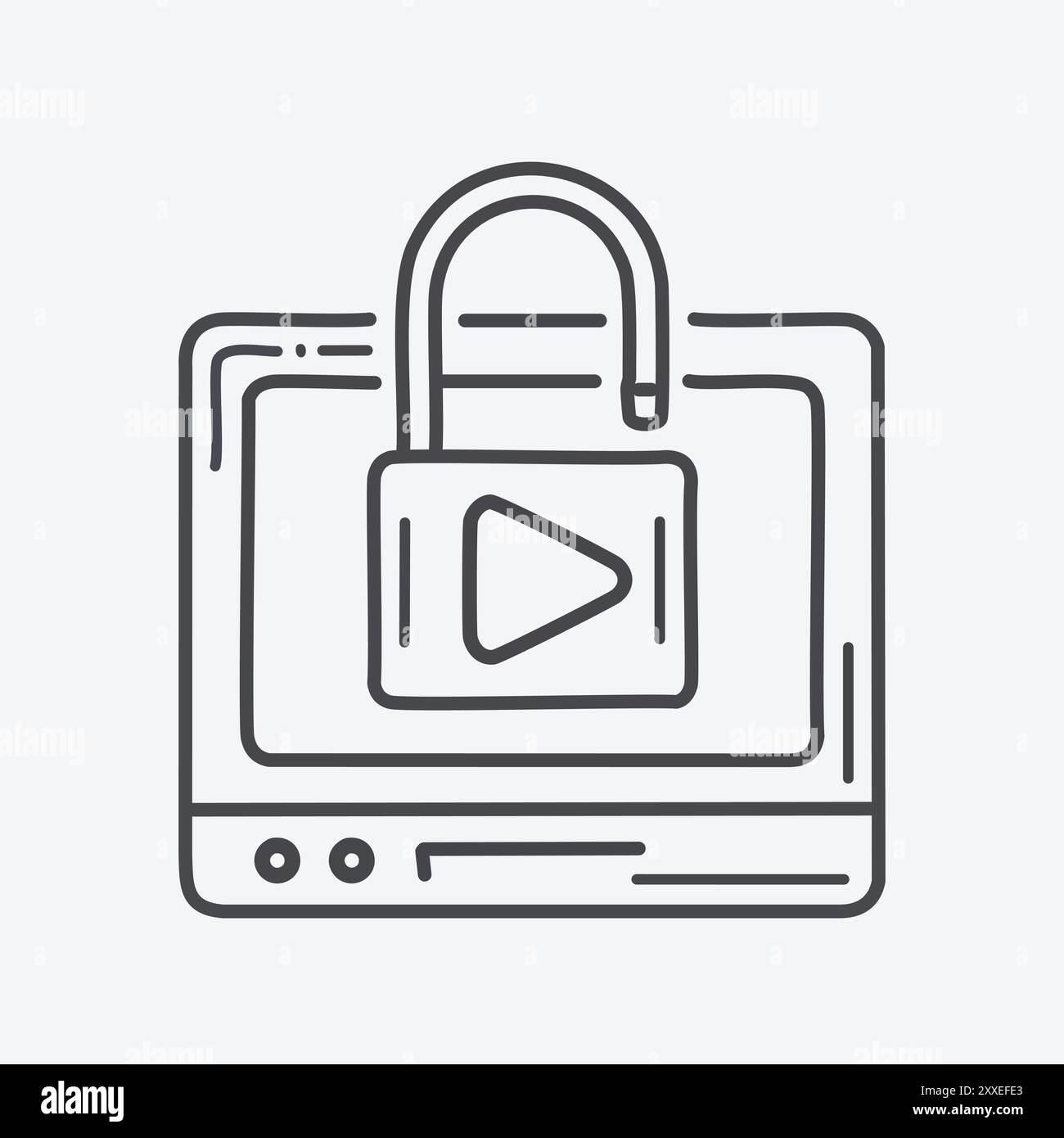 Secure video streaming illustration. Hand drawn line art illustration ...