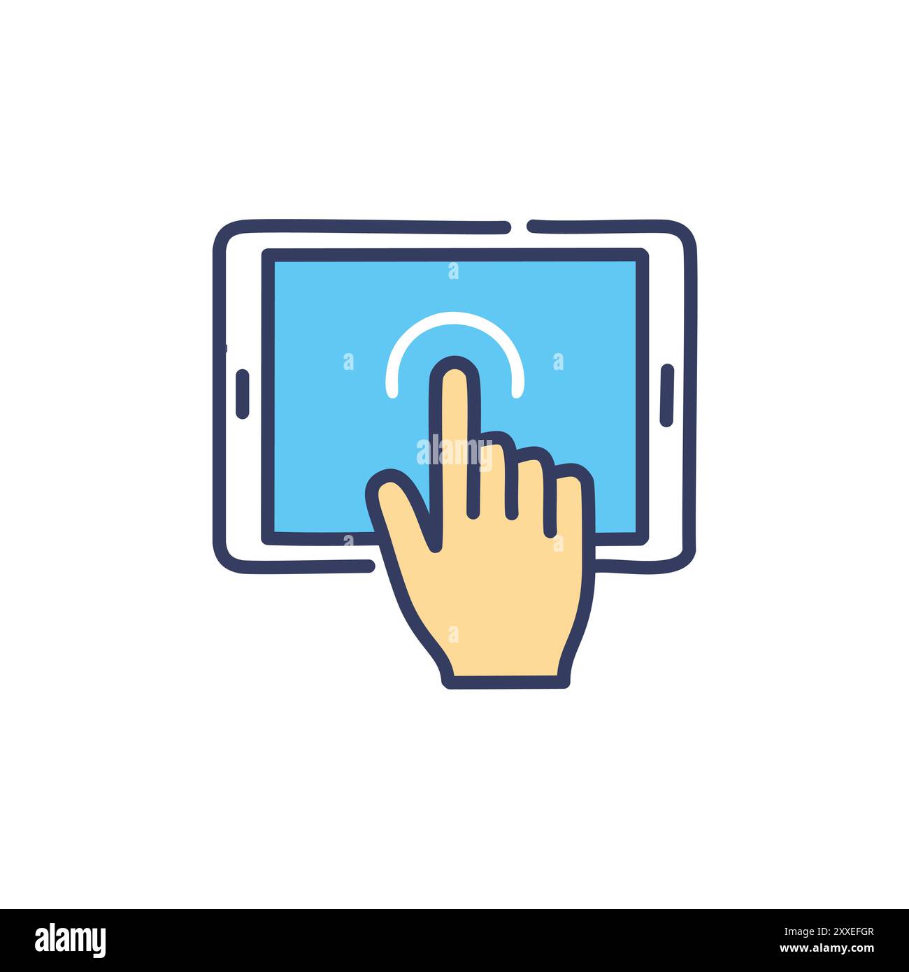 Hand touching phone screen icon. Hand tapping phone screen, digital ...