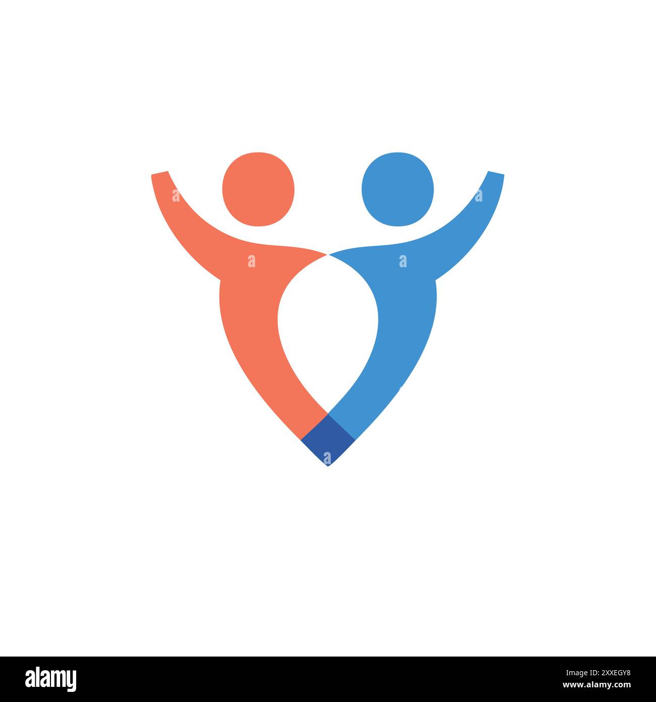 Abstract Human Figures Forming Heart Modern Abstract Logo Design With Two Stylized Human