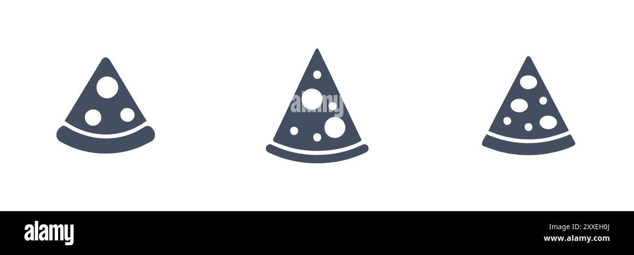 Pizza slice icon set. A collection of three simple pizza slice icons ...
