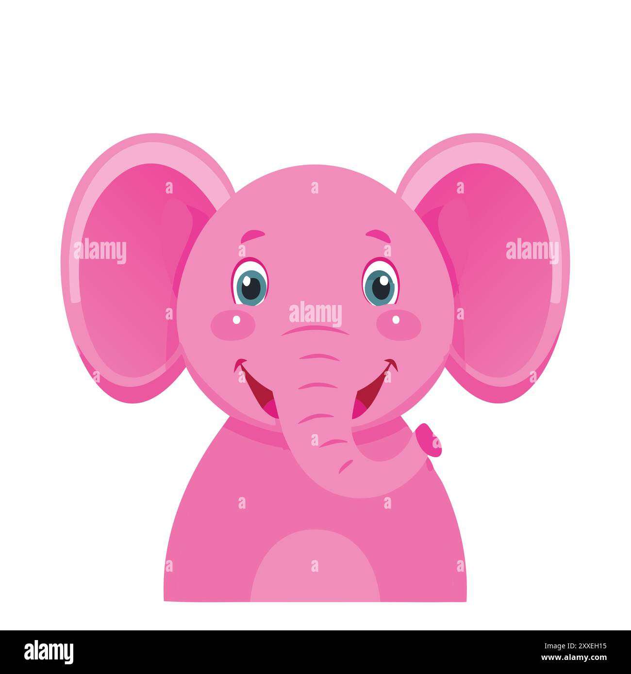 Happy pink elephant cartoon illustration. Adorable pink elephant with ...