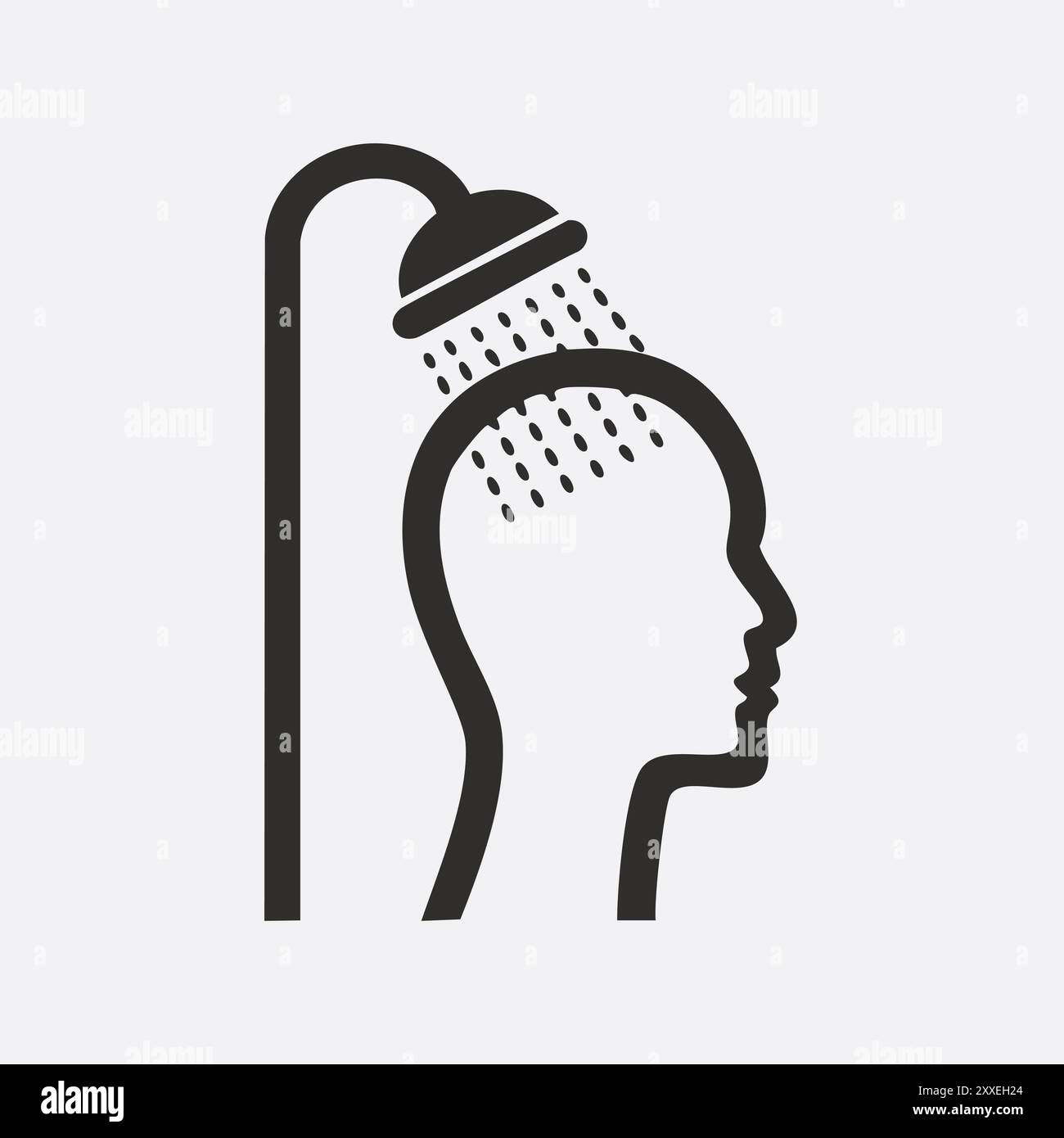 Showering person icon. Black and white illustration of a person taking ...