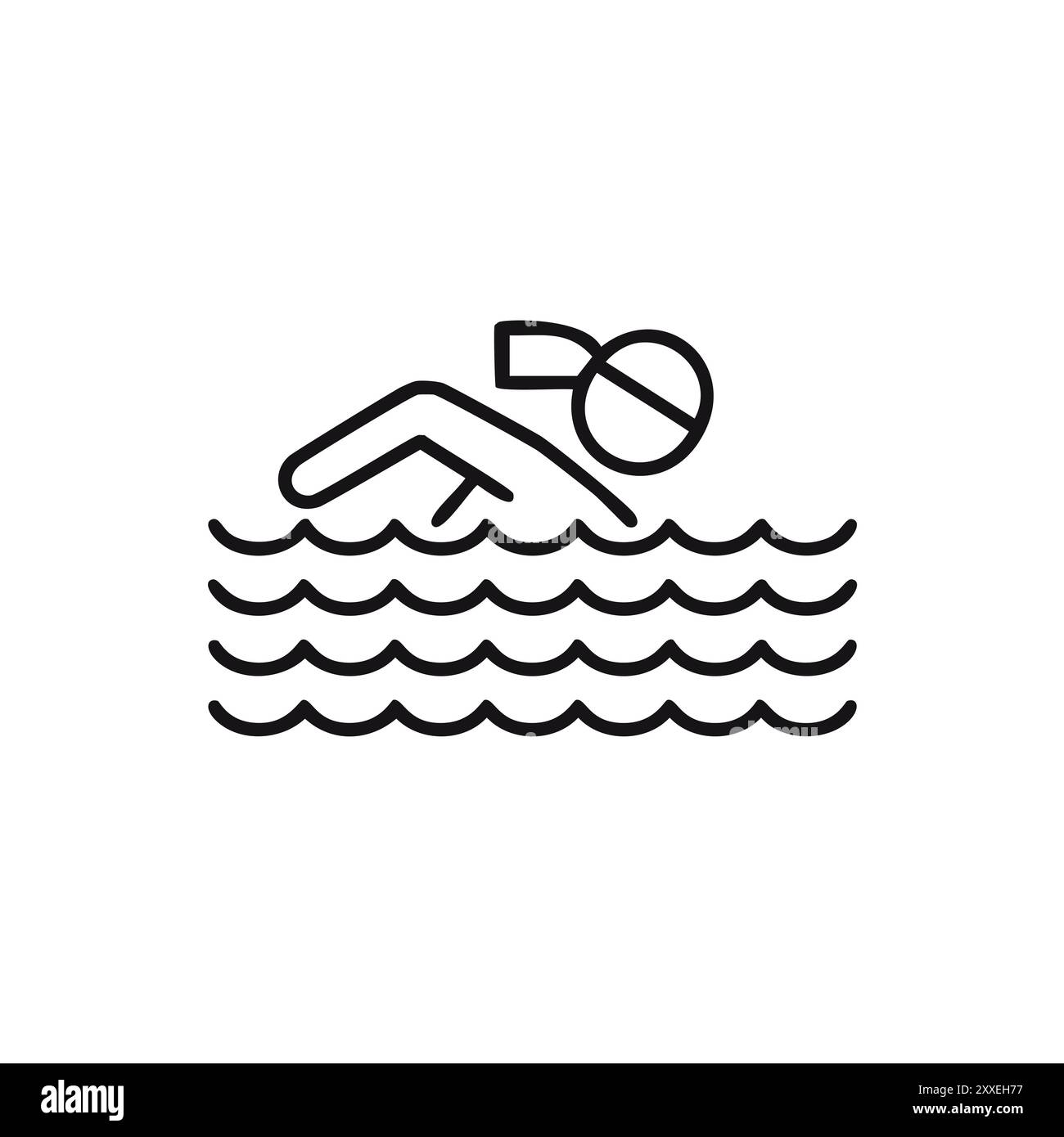 Swimmer in ocean waves line icon. Simple line icon depicting a swimmer ...