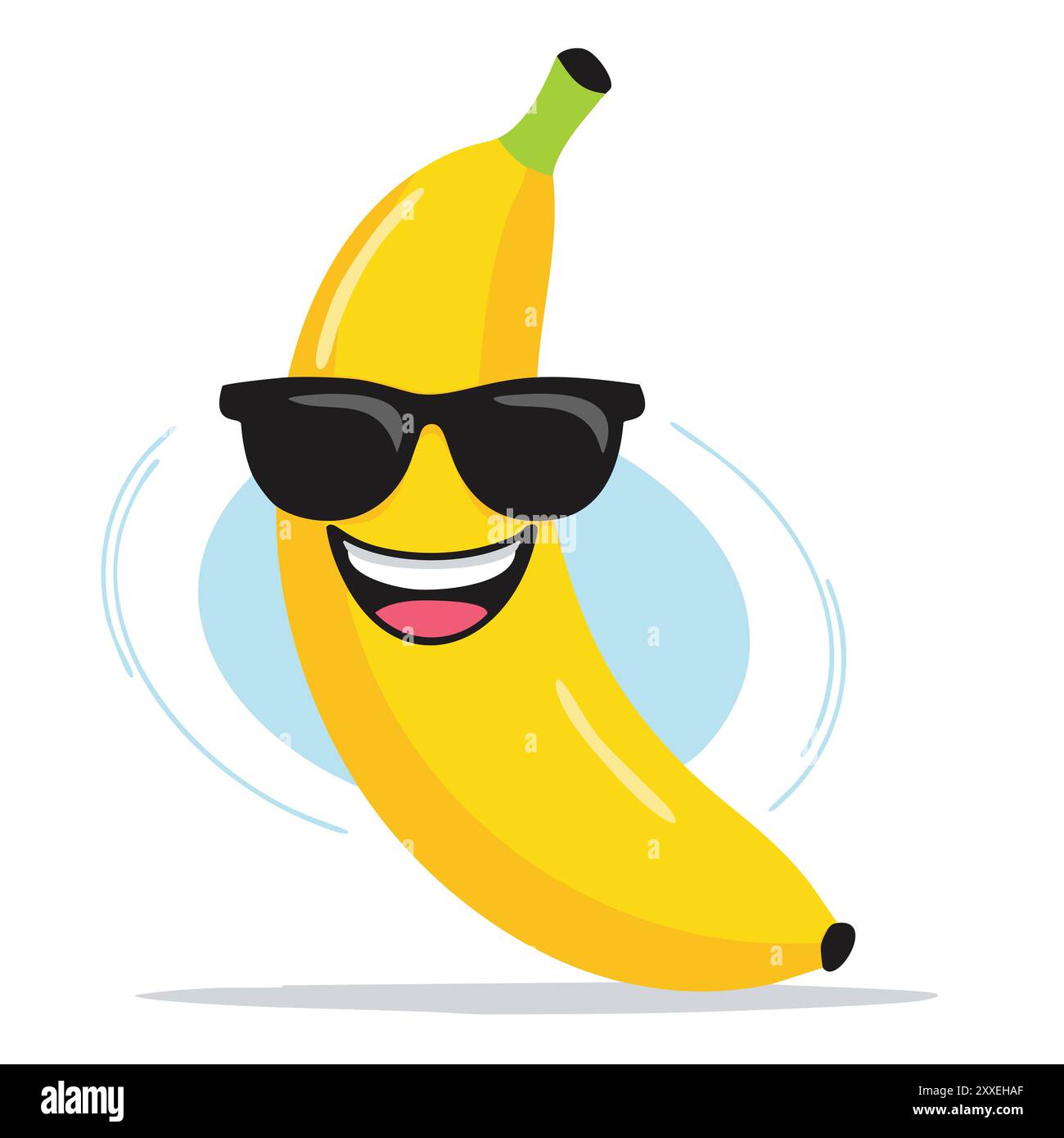 Cool banana character wearing sunglasses. A cheerful banana character with sunglasses and a big ...