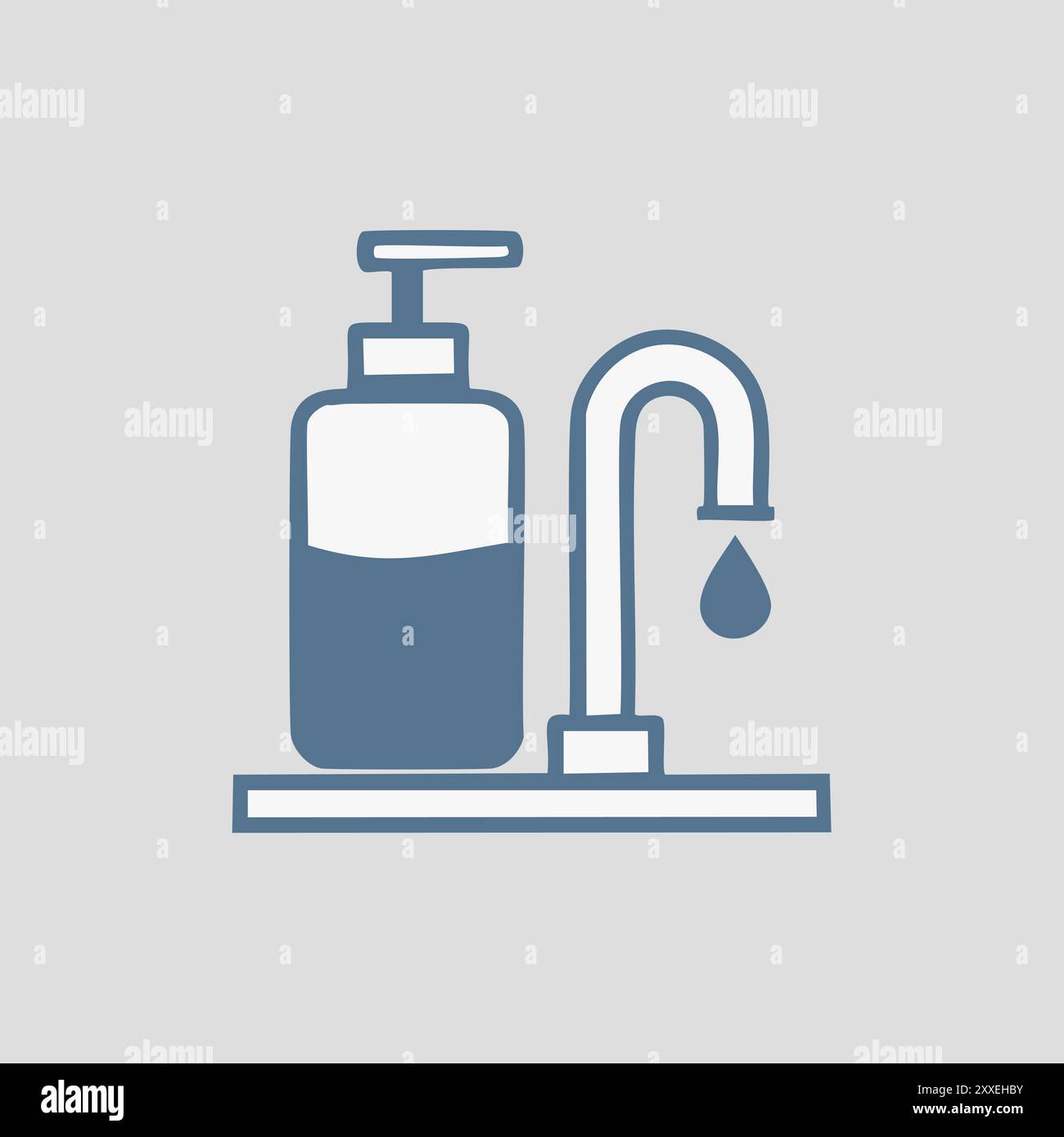 Hand washing station icon. Simple icon of a soap dispenser and faucet ...