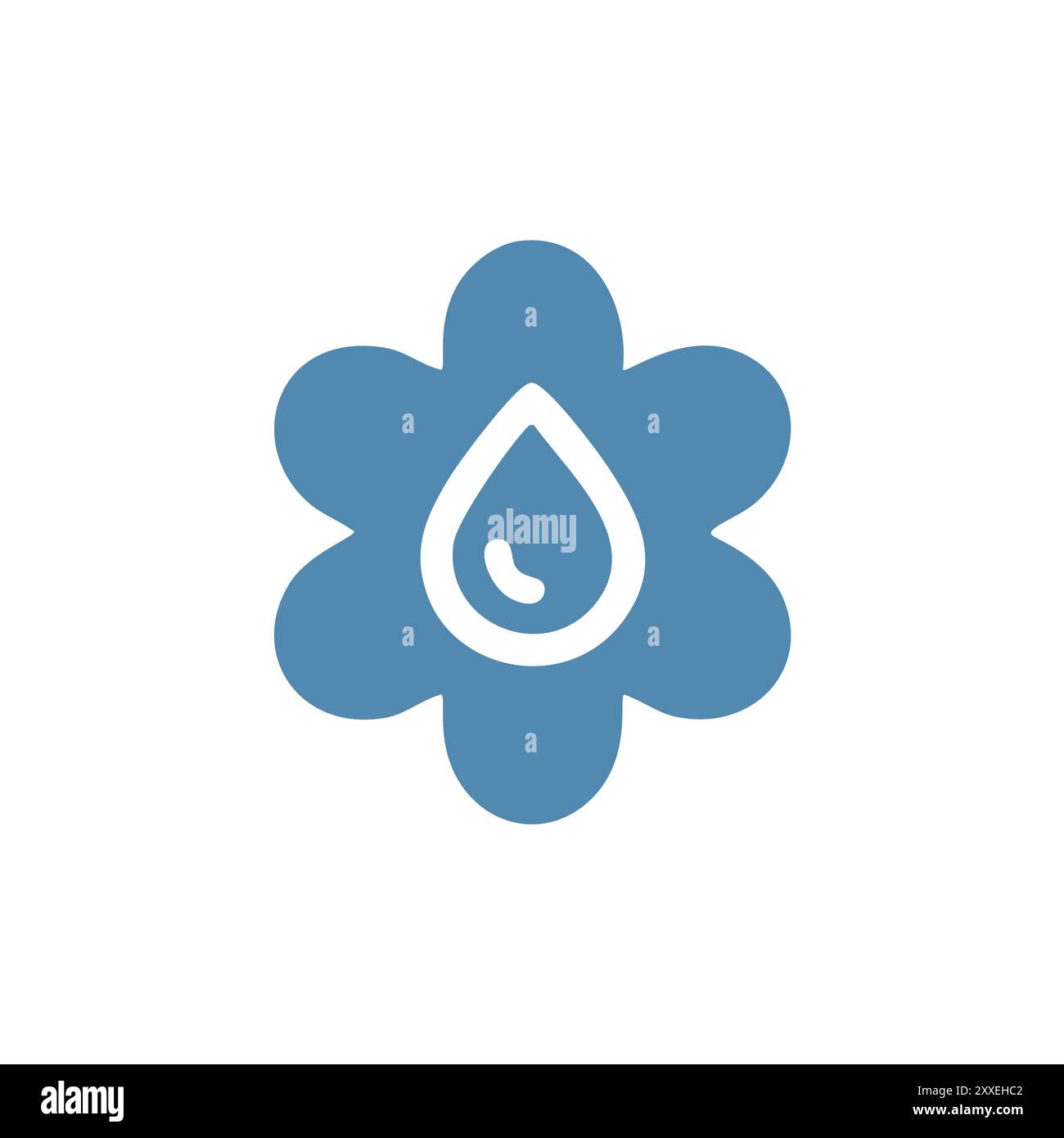 Water drop flower icon design. Blue flower icon with a white water drop ...