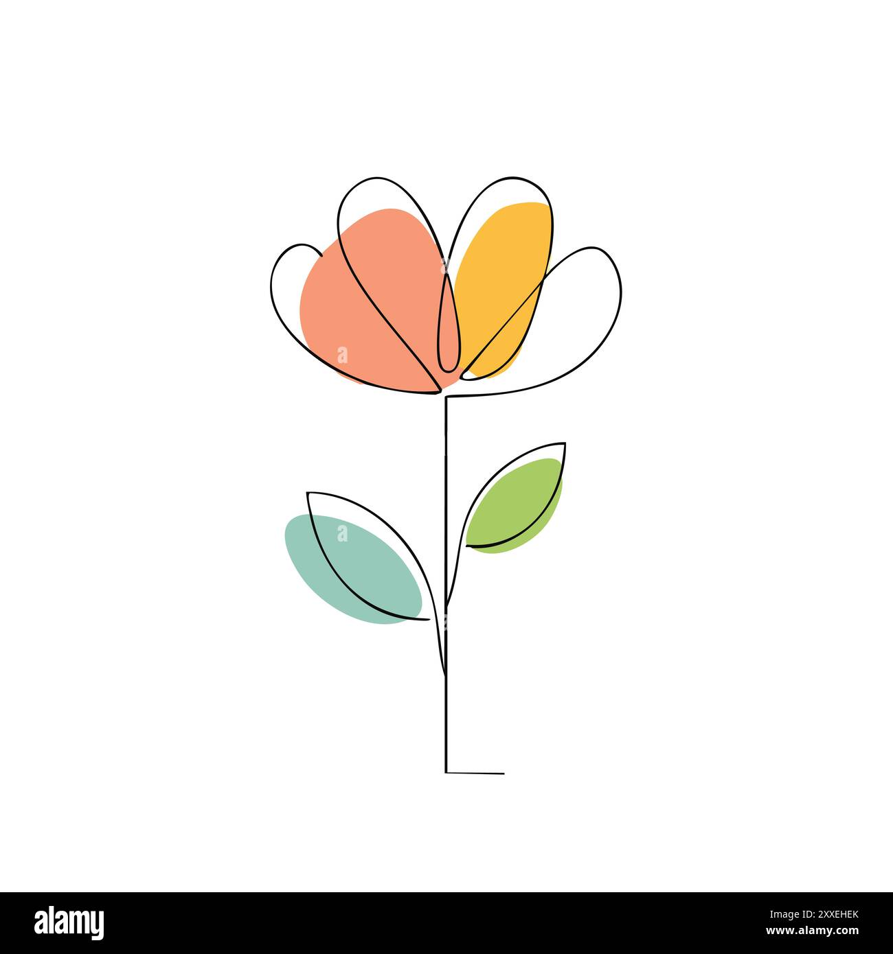 Simple line art flower illustration. Minimalist line art illustration ...