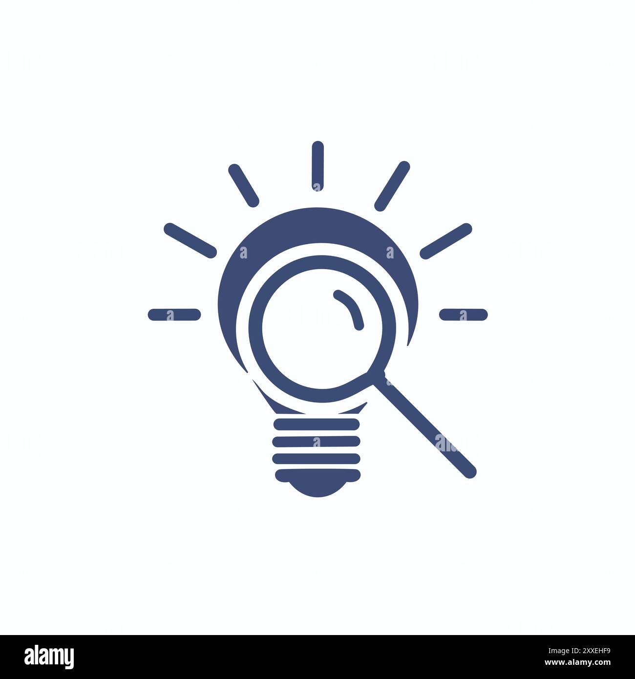 Magnifying glass idea icon. Abstract design of a light bulb with a ...