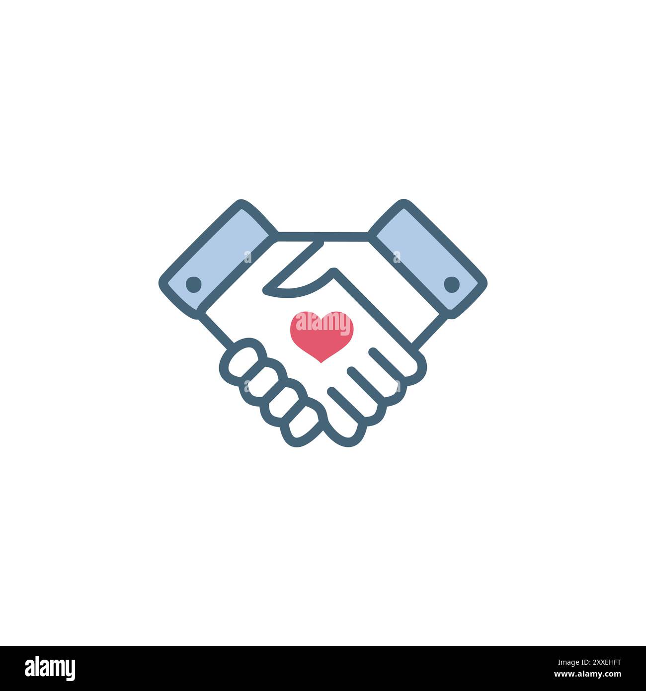Handshake with heart icon. A simple, modern icon depicting two hands ...