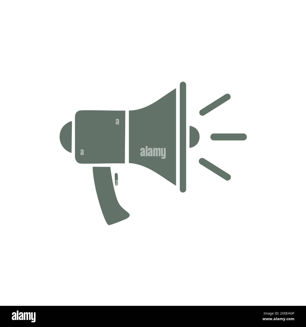 Announcement icon with megaphone. A simple, modern, grey megaphone icon ...