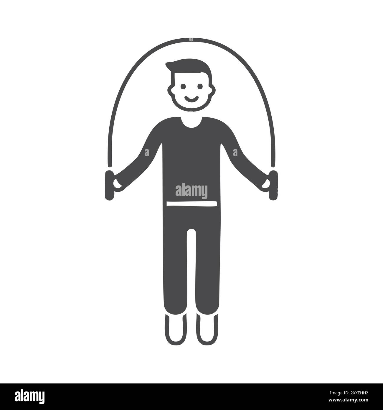 Man jumping rope fitness exercise icon. Silhouette of a man doing ...