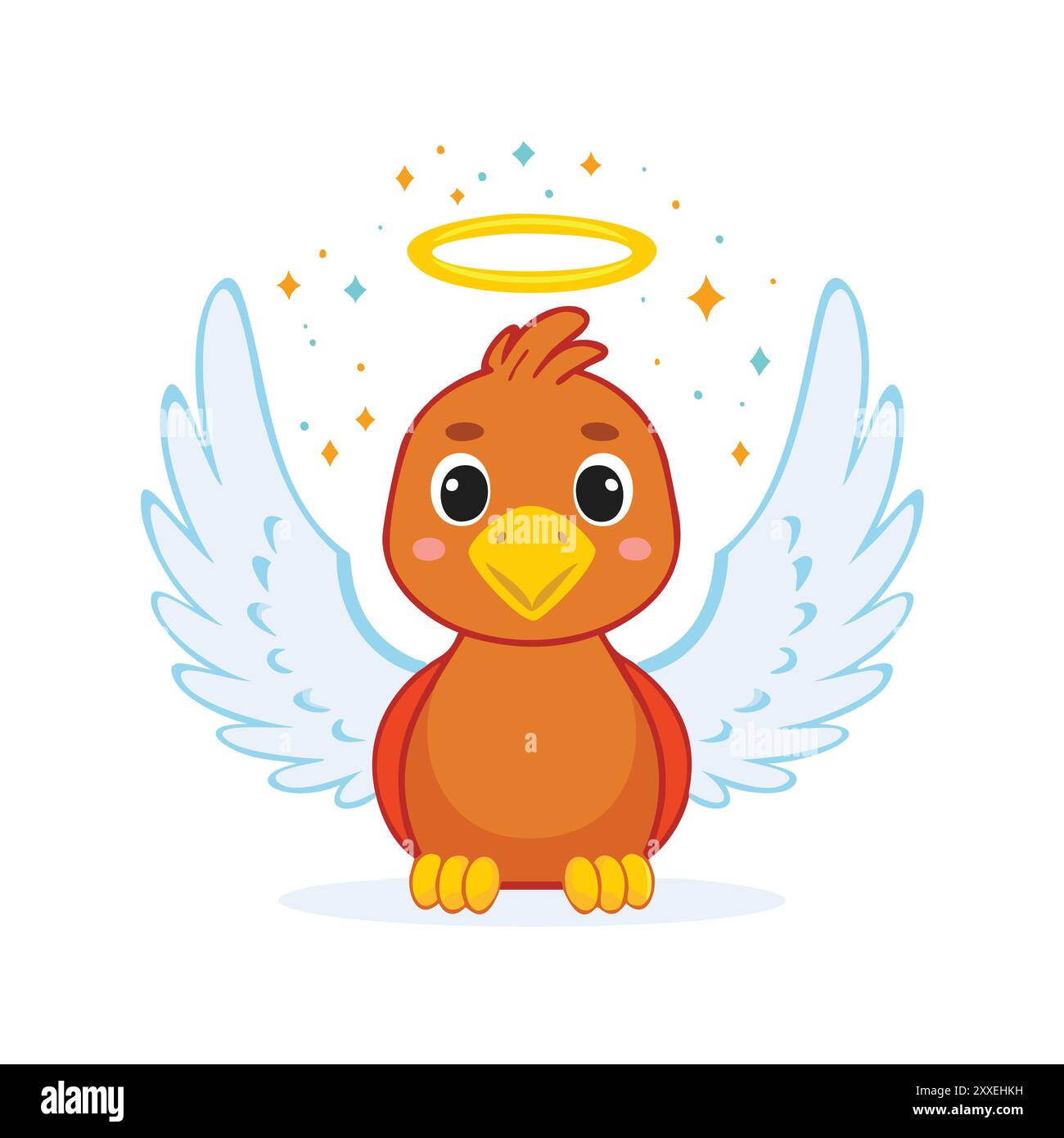 Cute angel bird cartoon character. Adorable cartoon bird with angelic ...