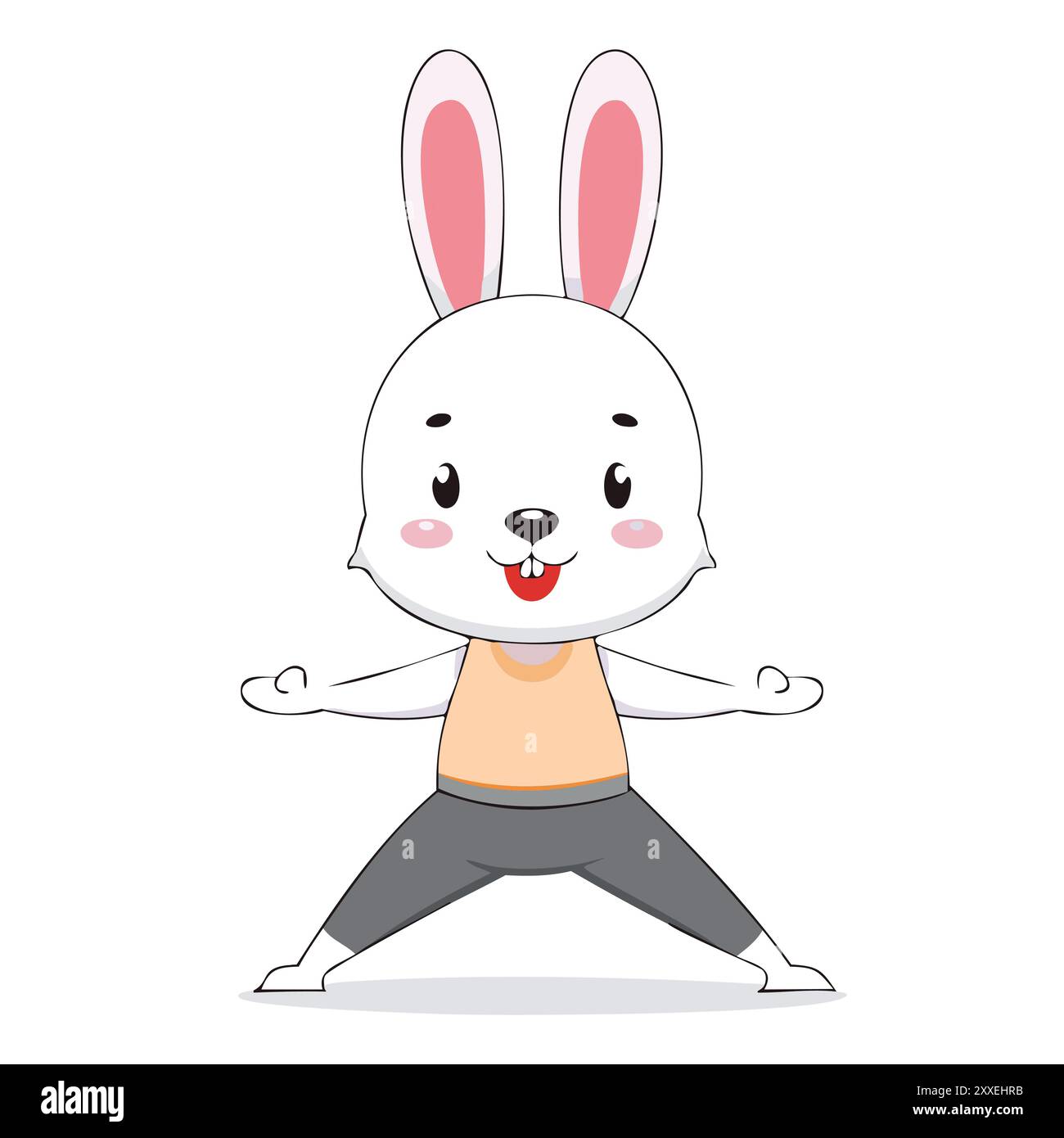 Cute bunny doing yoga. Adorable cartoon bunny in workout gear doing a ...