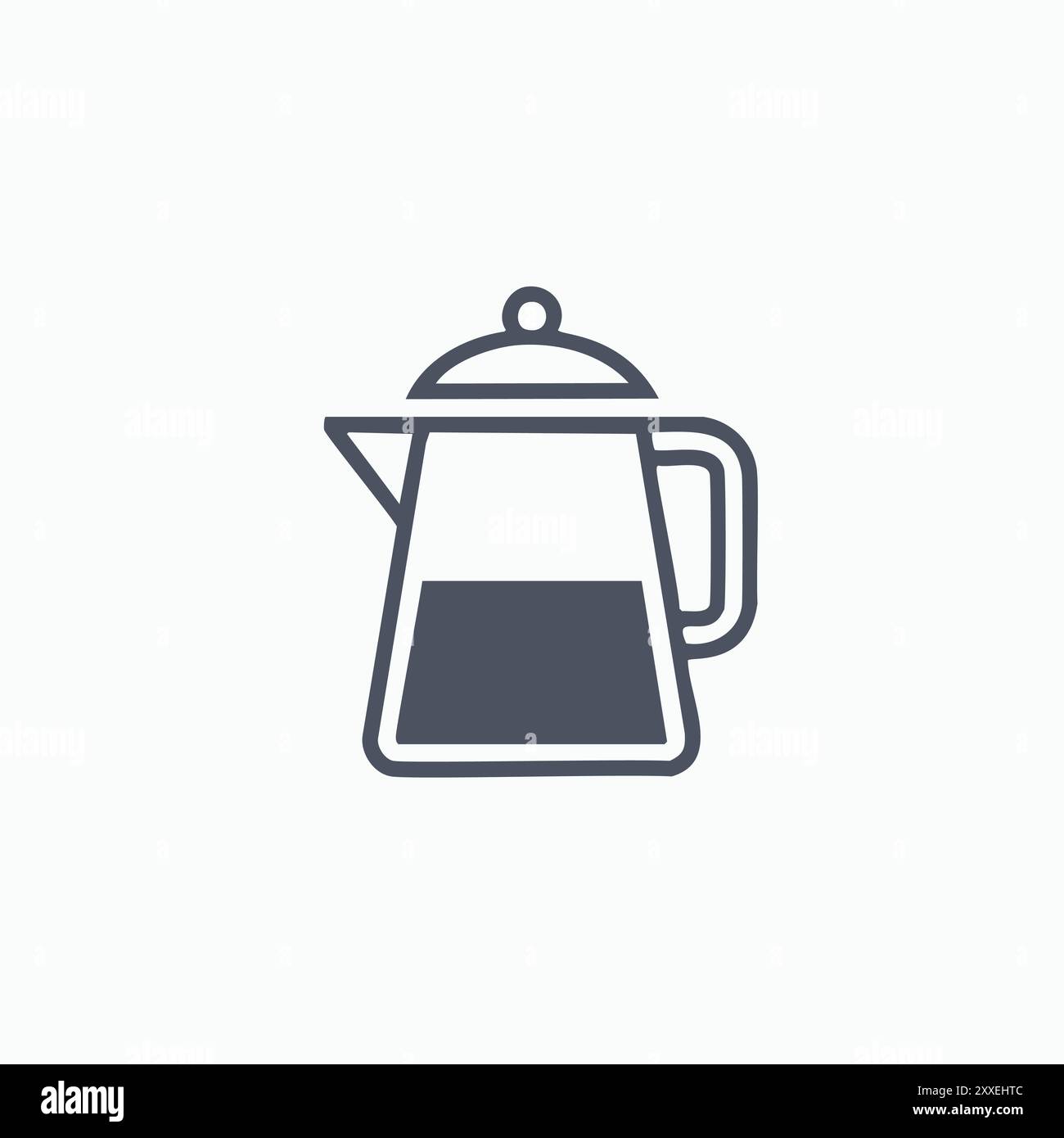 Glass teapot icon design. Simple line art illustration of a glass ...