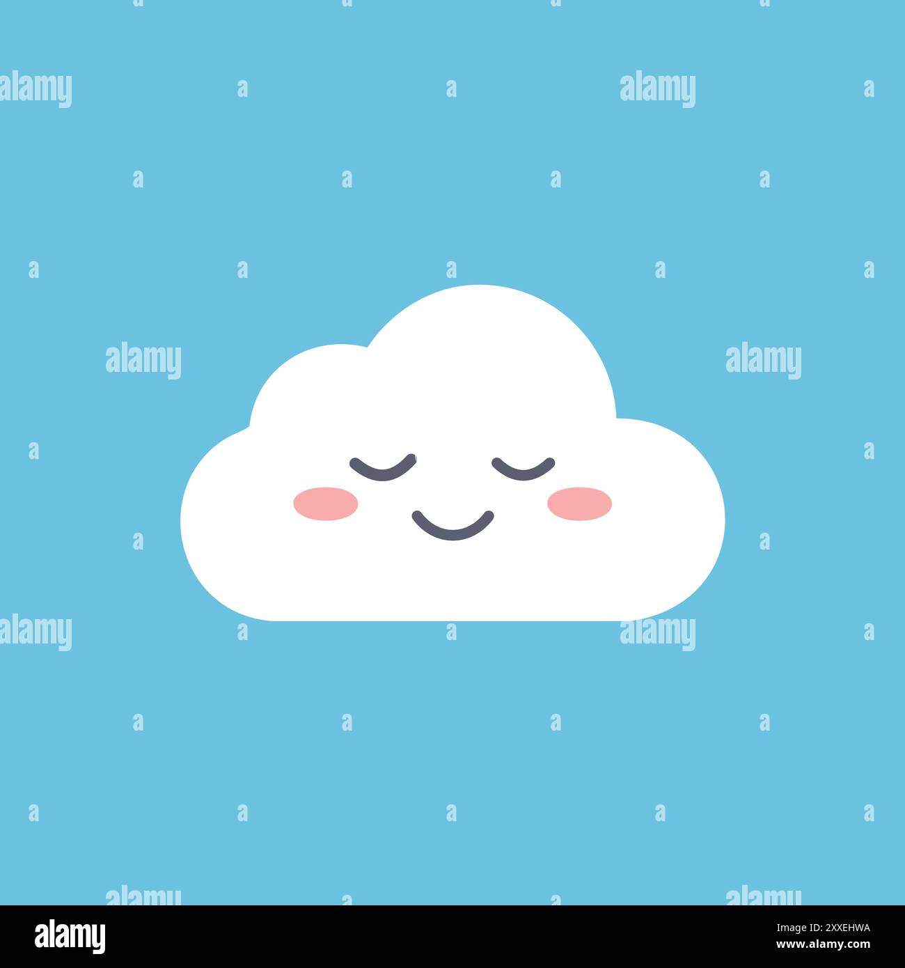 Cute sleeping cloud illustration. Adorable cartoon cloud character with ...