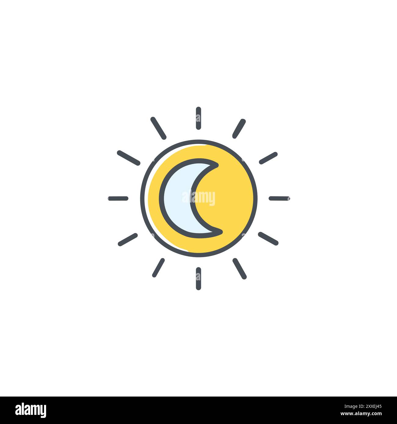 Sun and moon icon design. Colorful vector illustration of a sun and ...