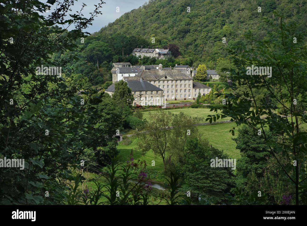View of Litton Mill along the Monsal Trail, a disused railway converted ...