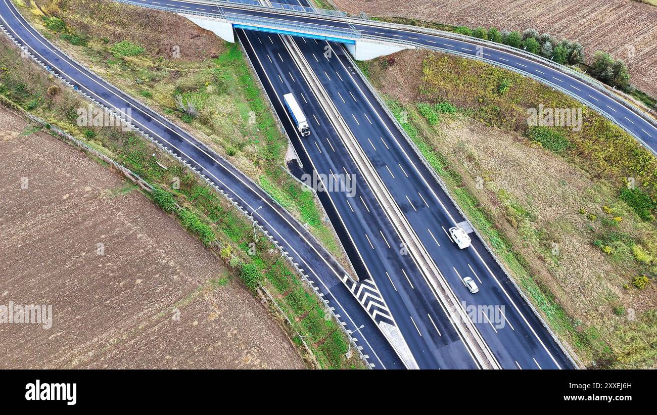Arial view of Modern transportation with Expressway Road highway Top ...