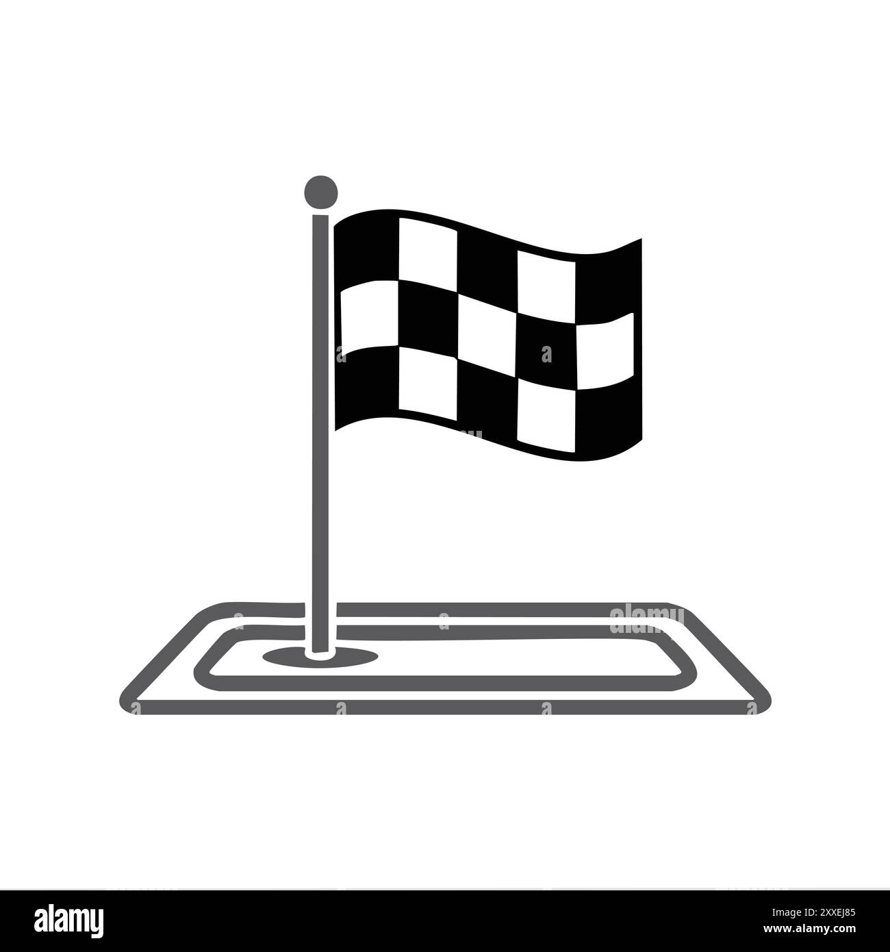 Checkered finish line flag icon. Black and white checkered finish line ...