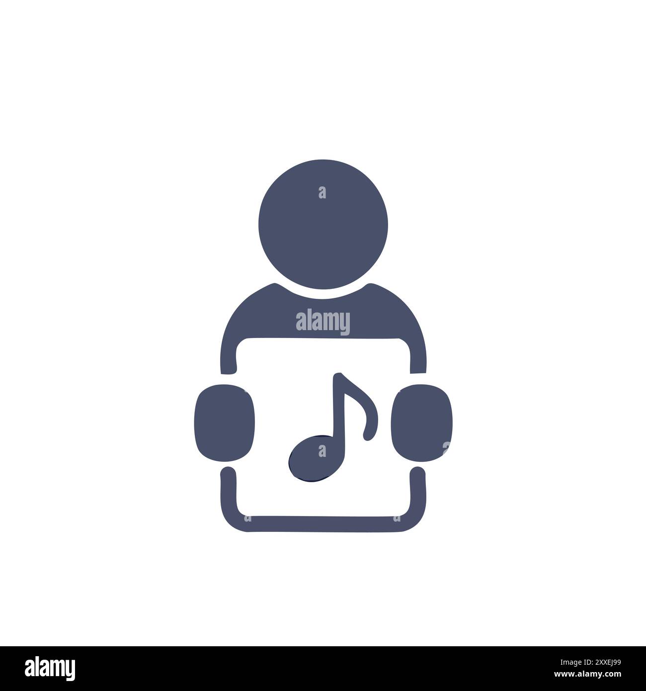 Person holding music note icon. A simple icon of a person holding a ...