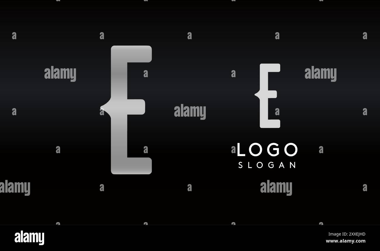 Stylized letter E with sharp, abstract cuts like bullet passing trail ...