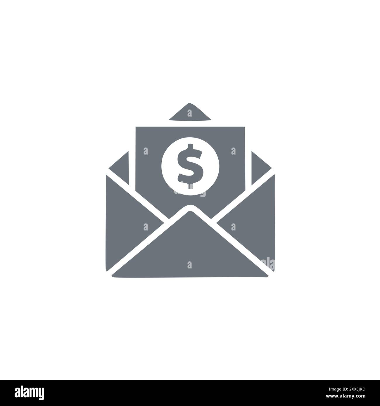 Envelope with dollar symbol icon. Simple grey icon of an envelope with ...