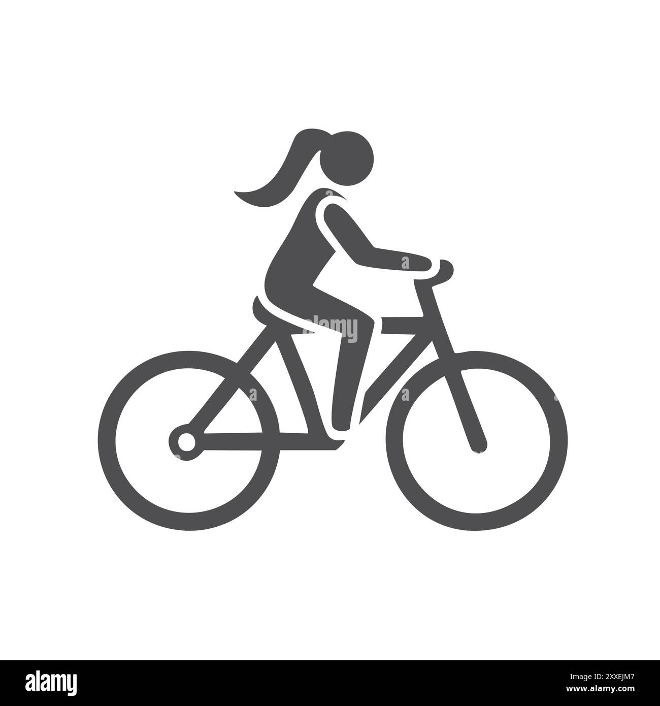 Woman riding bicycle icon. Simple icon depicting a female figure riding ...