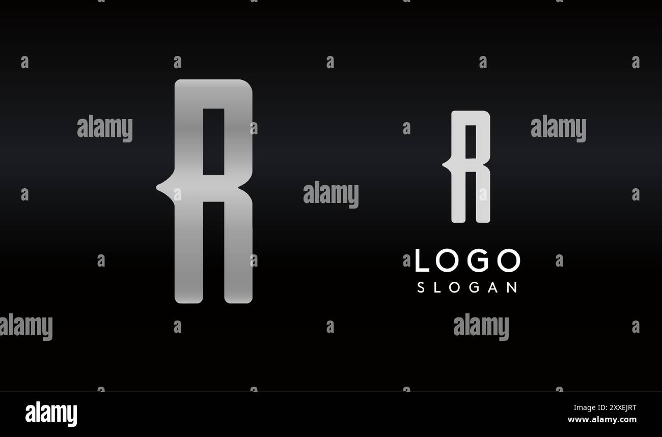 Stylized letter R with sharp, abstract cuts like bullet passing trail ...