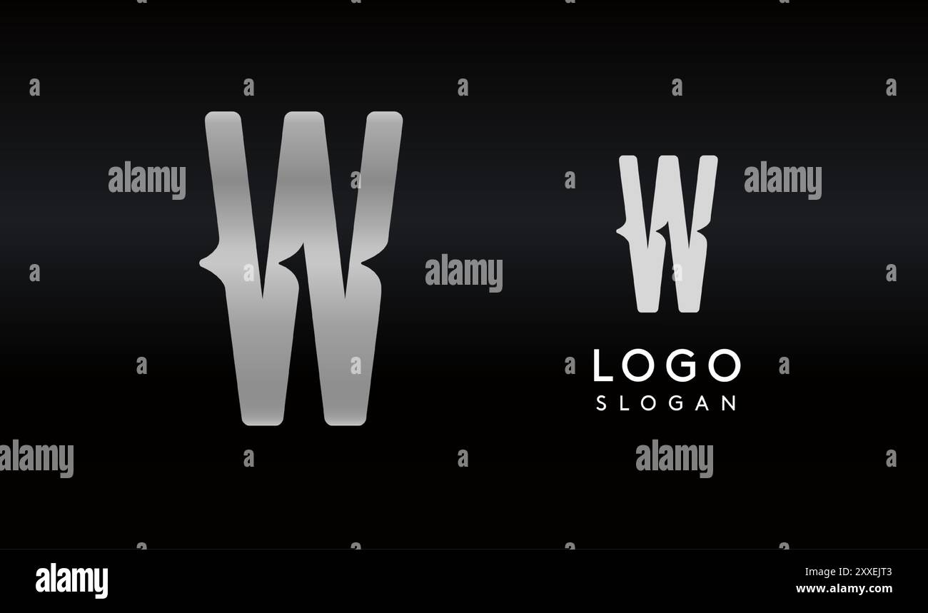 Stylized letter W with sharp, abstract cuts like bullet passing trail ...