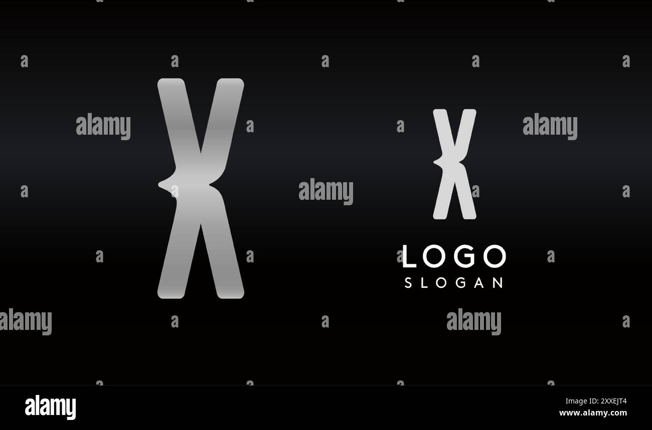 Stylized letter X with sharp, abstract cuts like bullet passing trail ...