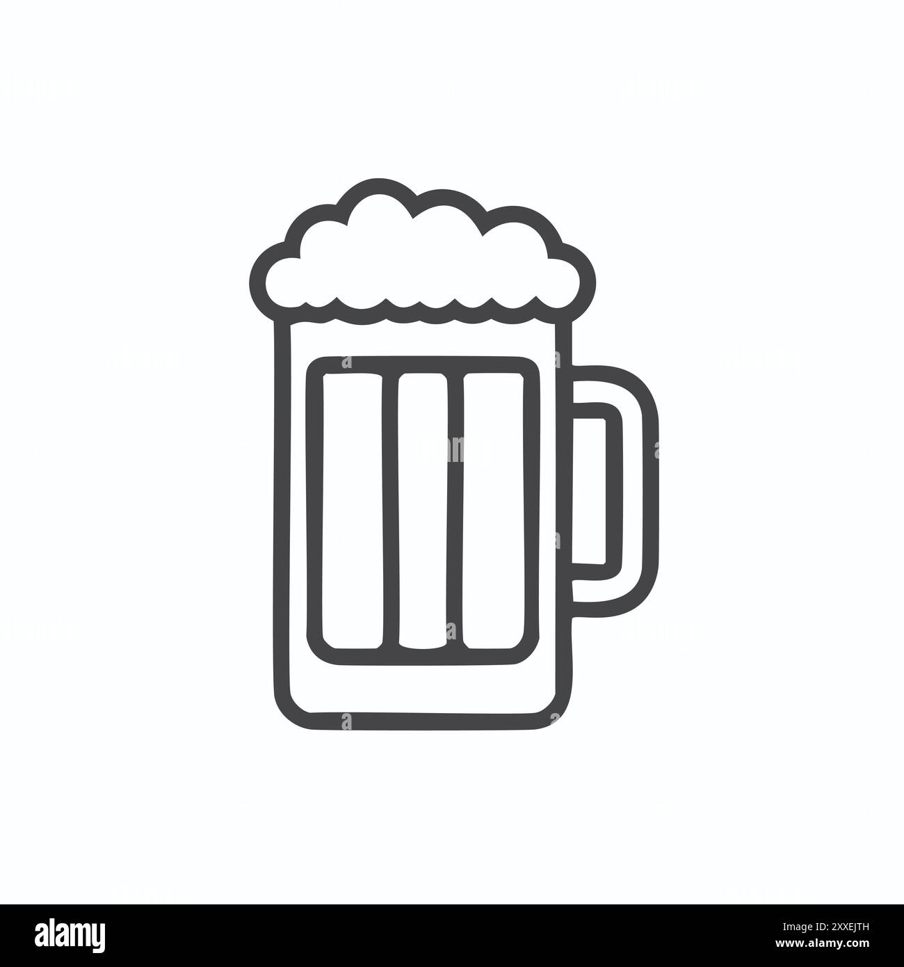 Beer mug outline icon. Simple line art icon of a beer mug with foam ...