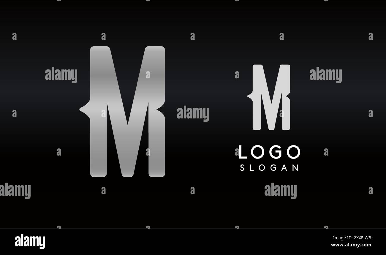 Stylized letter M with sharp, abstract cuts like bullet passing trail ...