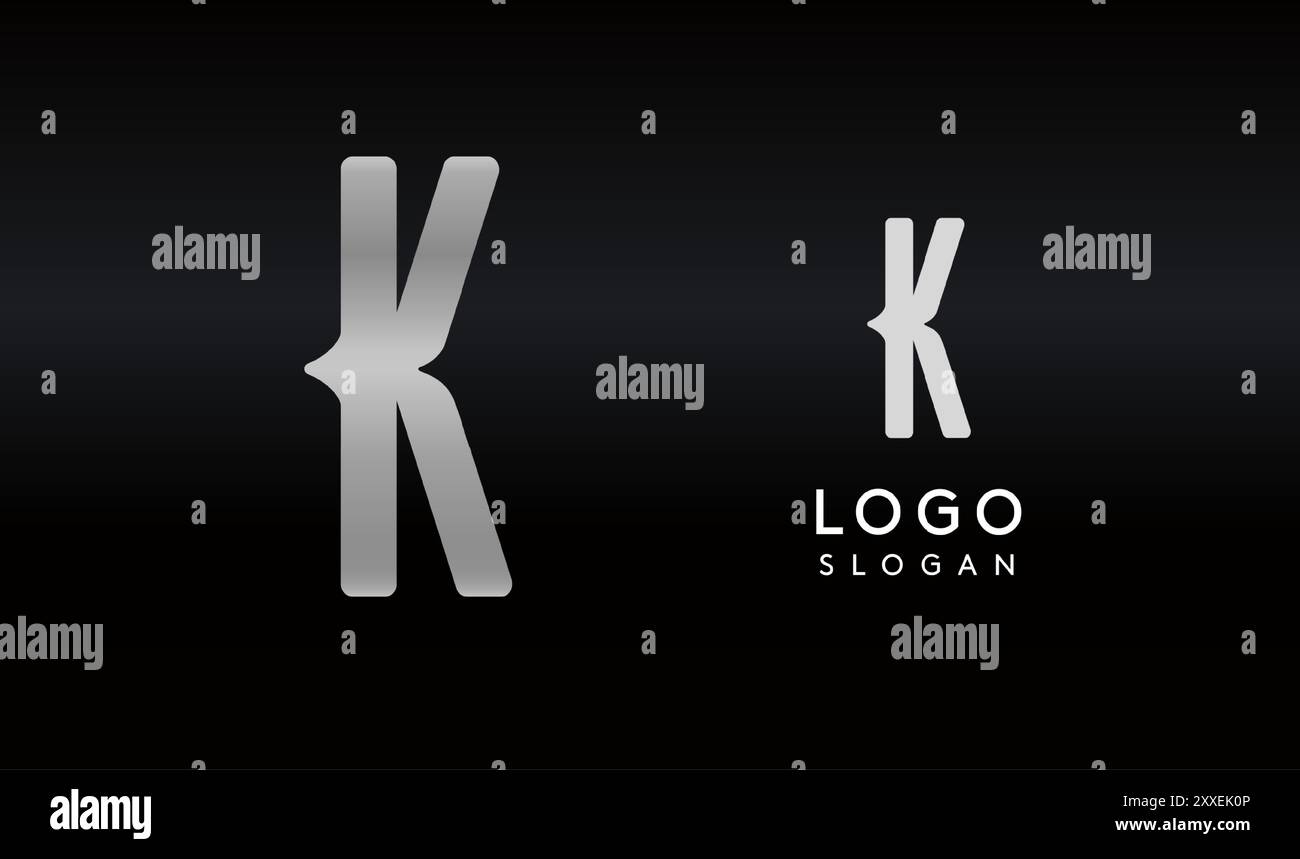 Stylized letter K with sharp, abstract cuts like bullet passing trail ...