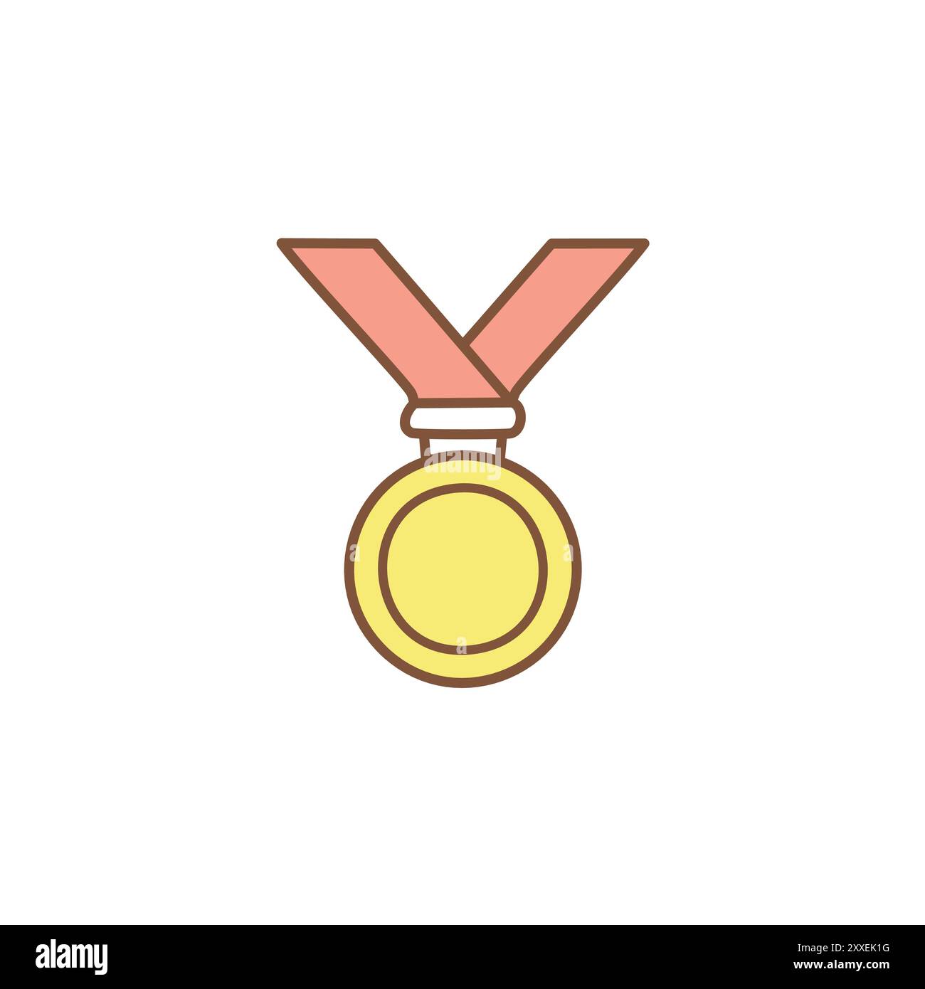 Gold medal with ribbon illustration. A simple, flat-style illustration ...