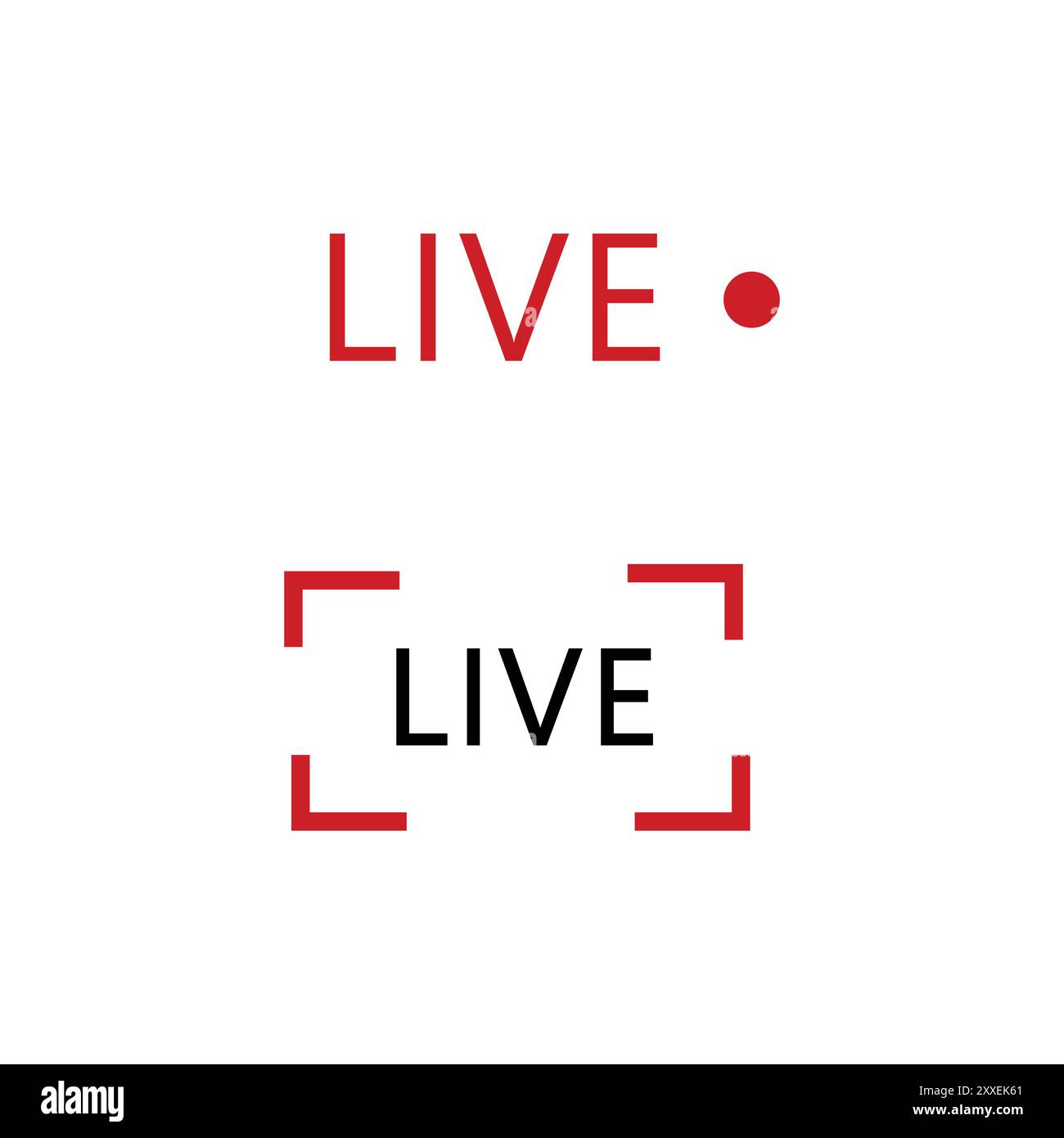 Red live icons. Live broadcast symbols with bold accents and modern ...