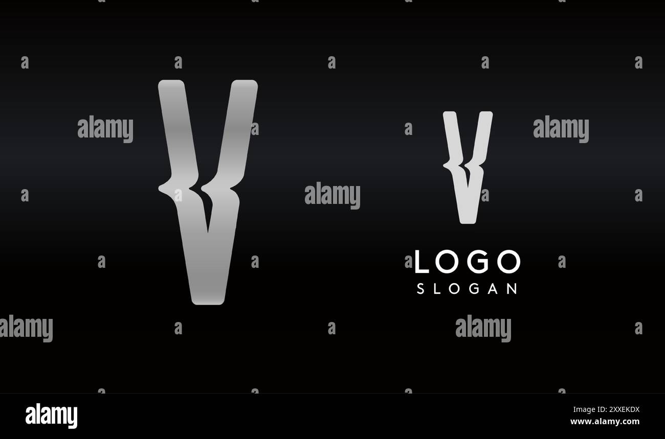 Stylized letter V with sharp, abstract cuts like bullet passing trail ...