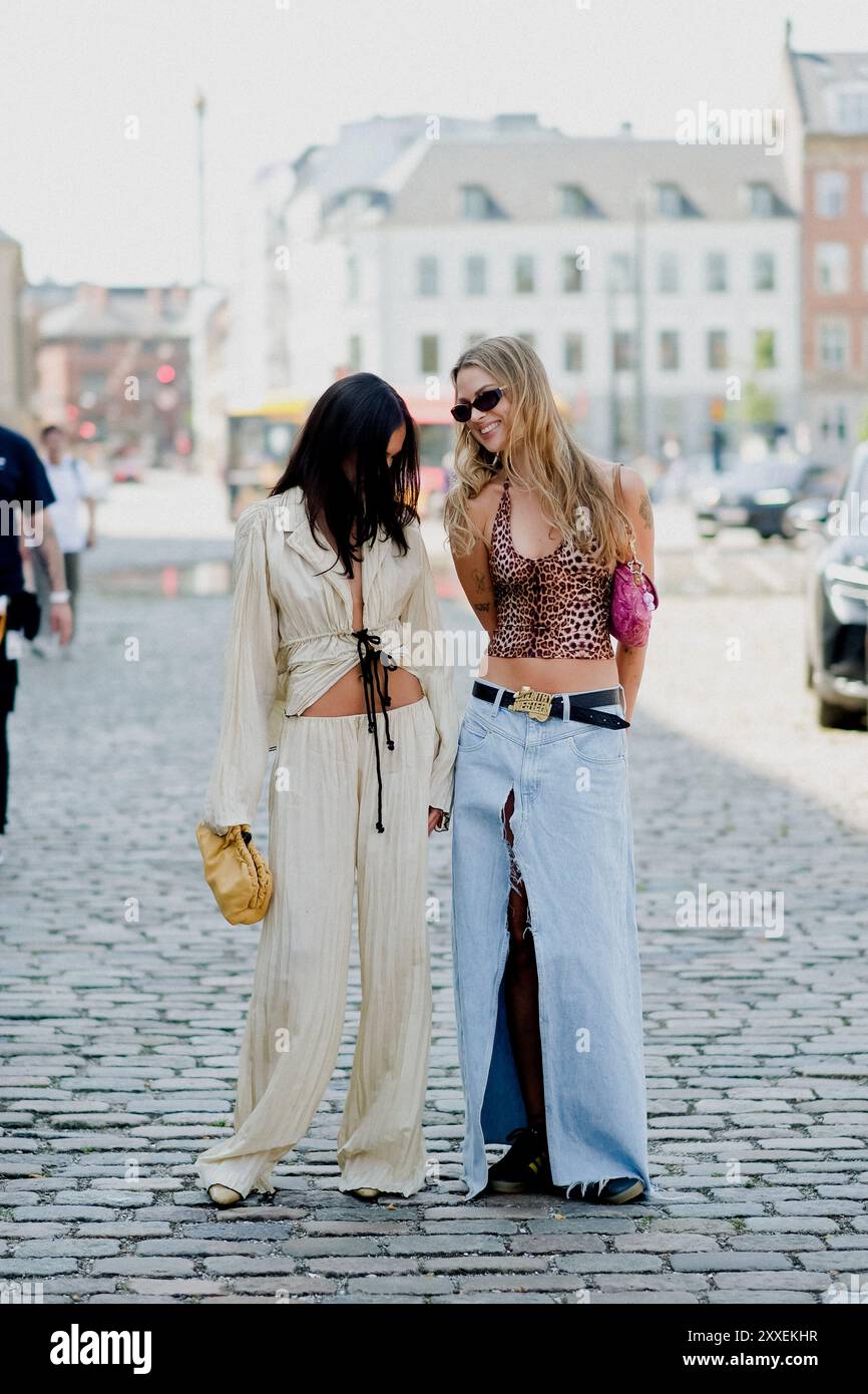Street style, Amalie Bladt and Anna Winck arriving at The Garment ...